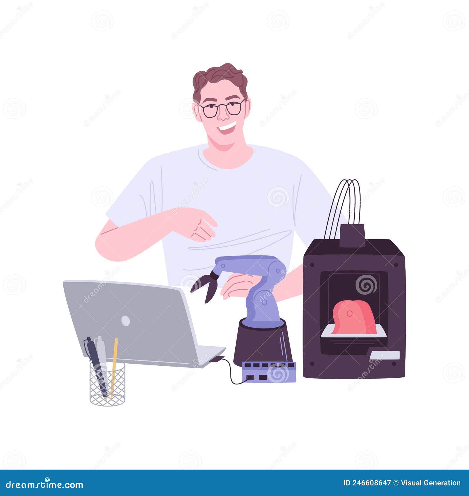 3D Printers in Robotics Isolated Cartoon Vector Illustrations. Stock ...