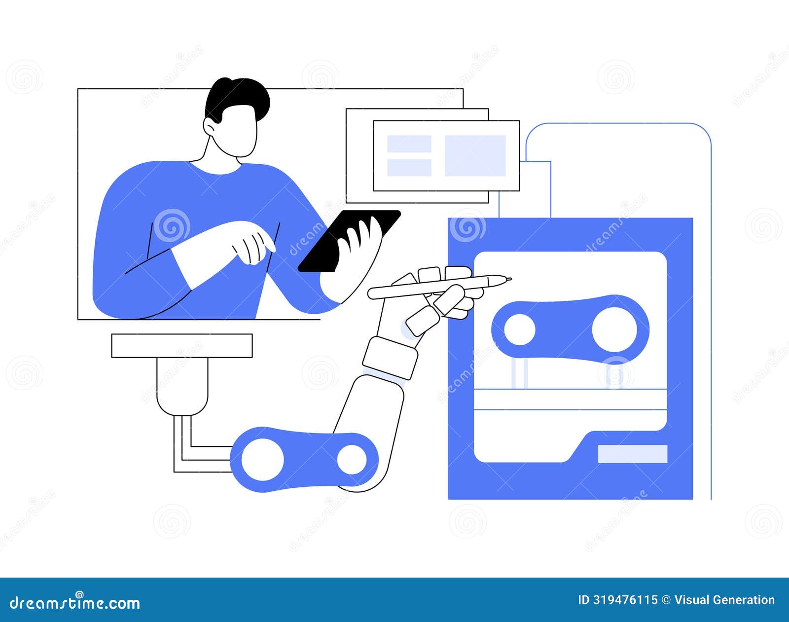 3d Printers And Layout Rapid Prototyping Vector Illustration. Process ...
