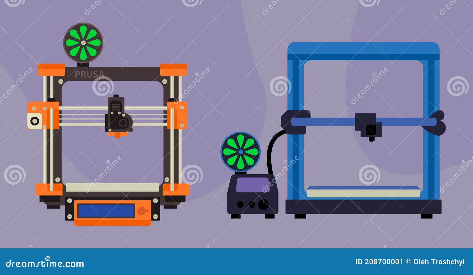 3D Printers. Vector Collection. Stock Illustration - Illustration of ...