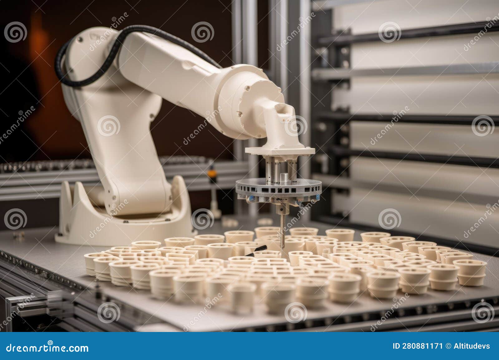 3d Printing Robot, With Its Arm Moving Back And Forth To Create New ...