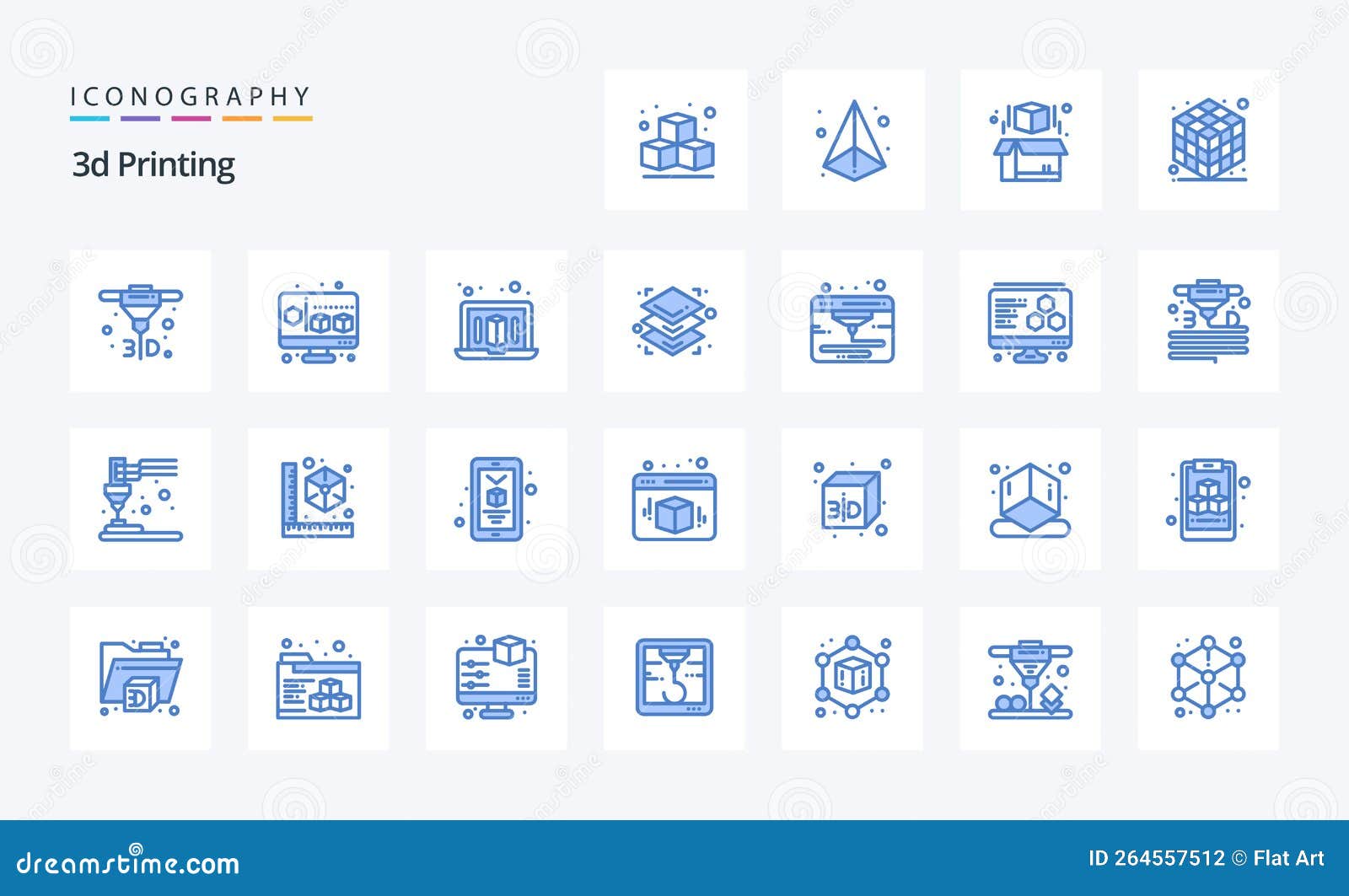 25 3d Printing Blue Icon Pack Stock Vector - Illustration of computer ...