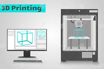 3D Printing with computer stock vector. Illustration of cube - 37781200