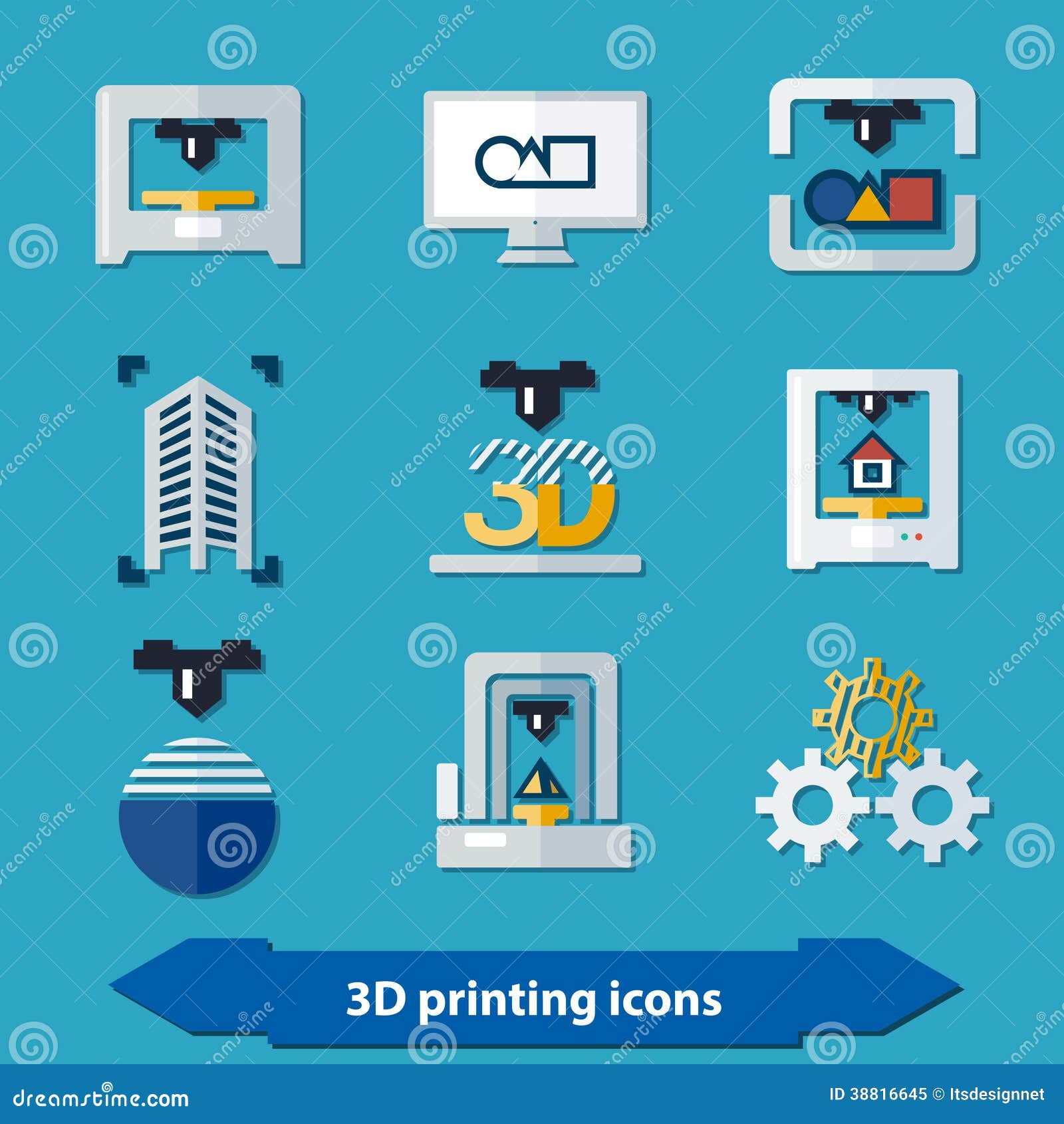 Printing Icons In Colorful Outline Style Vector Illustration ...