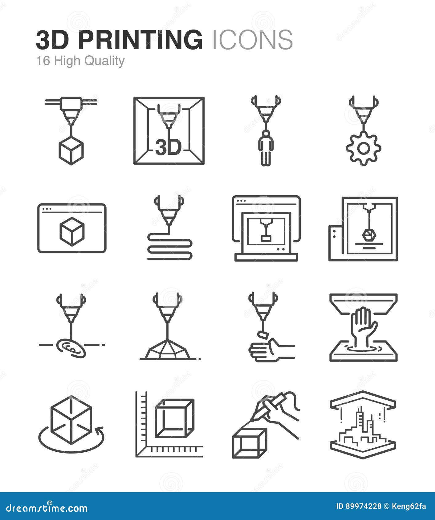 3D Printing icons stock vector. Illustration of model - 89974228