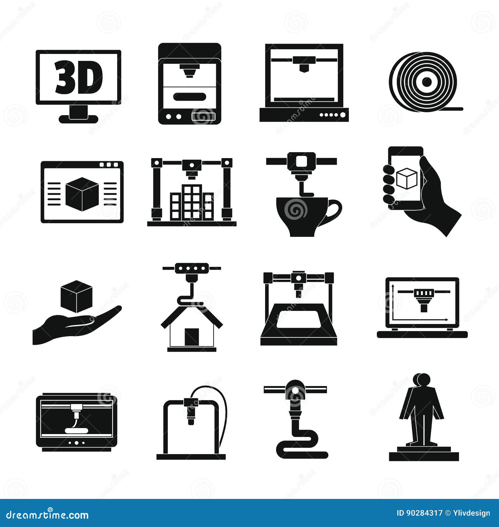 3D Printing Icons Set, Simple Style Stock Vector - Illustration of ...