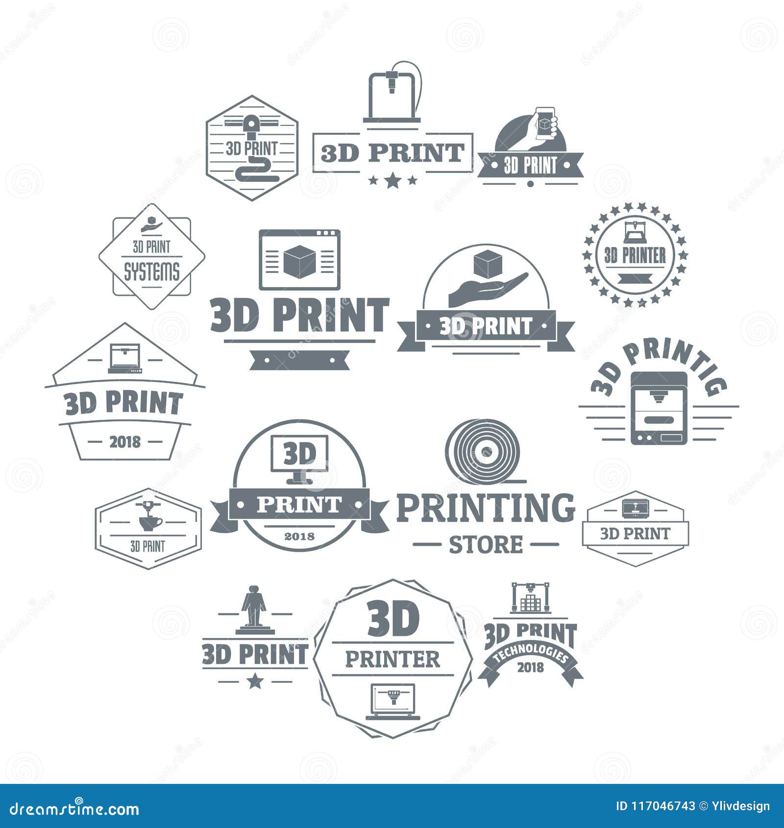 3d Printing Logo Icons Set, Simple Style Stock Vector - Illustration of ... 3d Printing Logo Icons Set, Simple Style Stock Vector - Illustration of ...