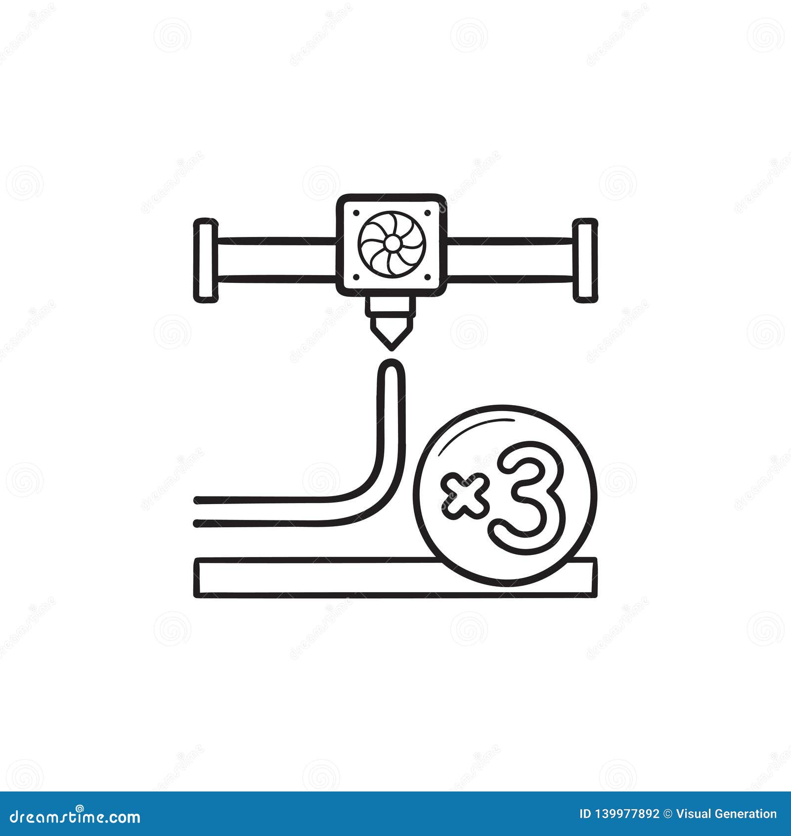 3D Printing Nozzle Hand Drawn Outline Doodle Icon. Stock Vector ...