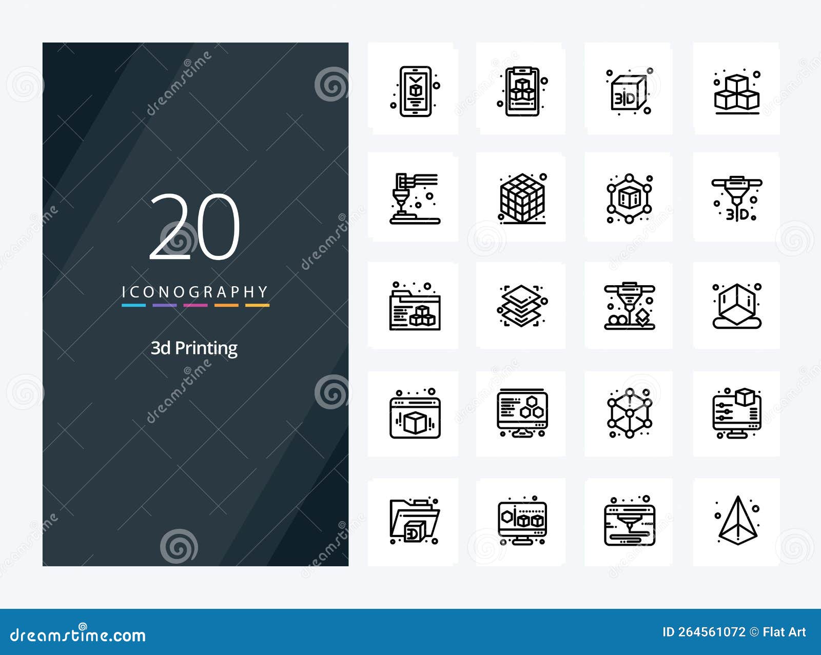 20 3d Printing Outline Icon for Presentation Stock Vector ...