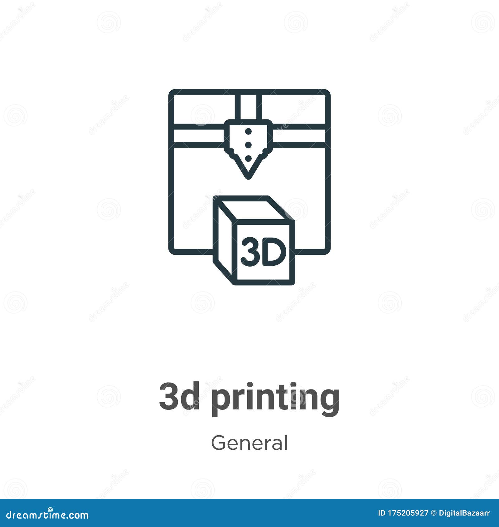 3d Printing Outline Vector Icon. Thin Line Black 3d Printing Icon, Flat ...