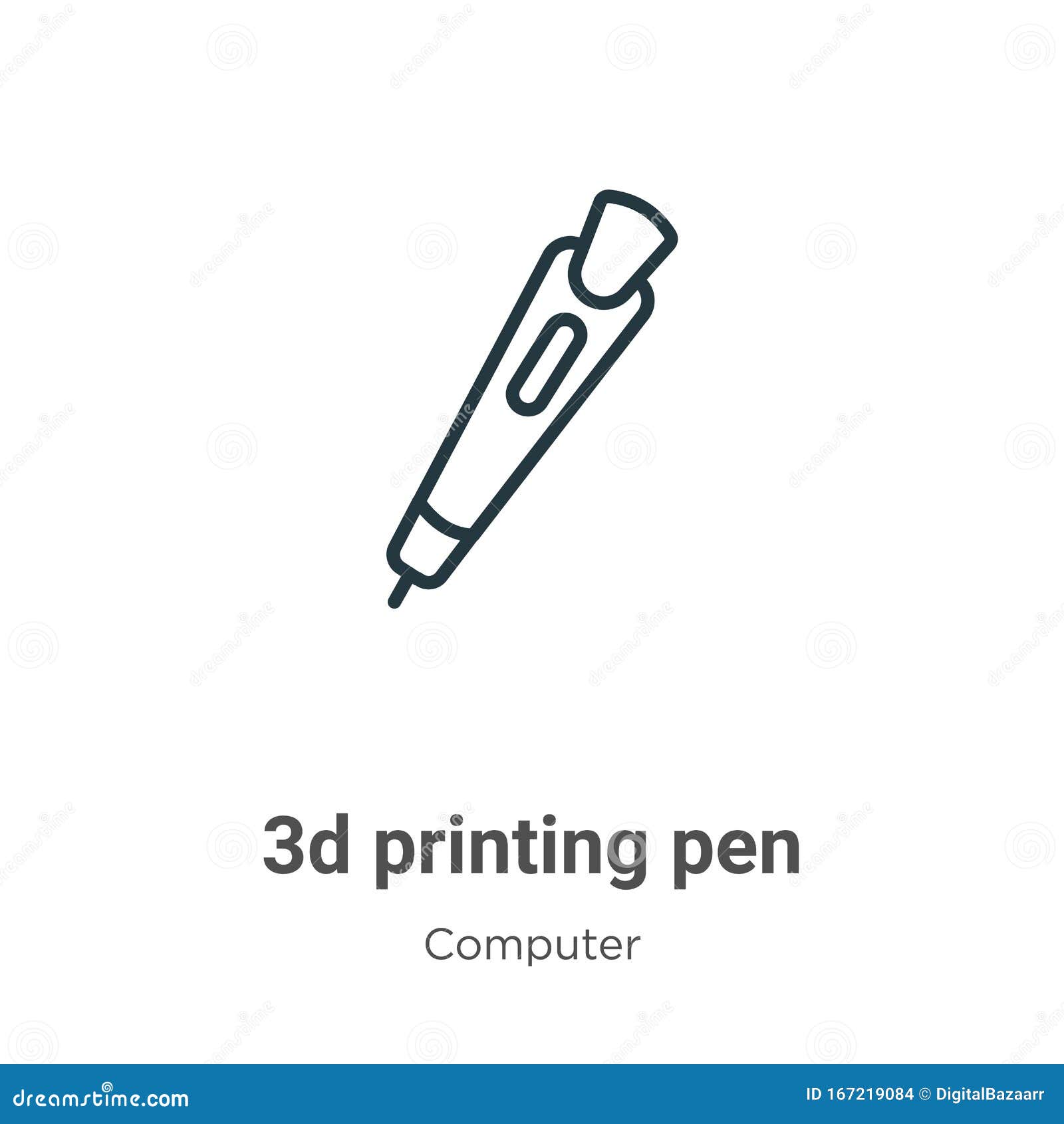 3d Printing Pen Outline Vector Icon. Thin Line Black 3d Printing Pen ...