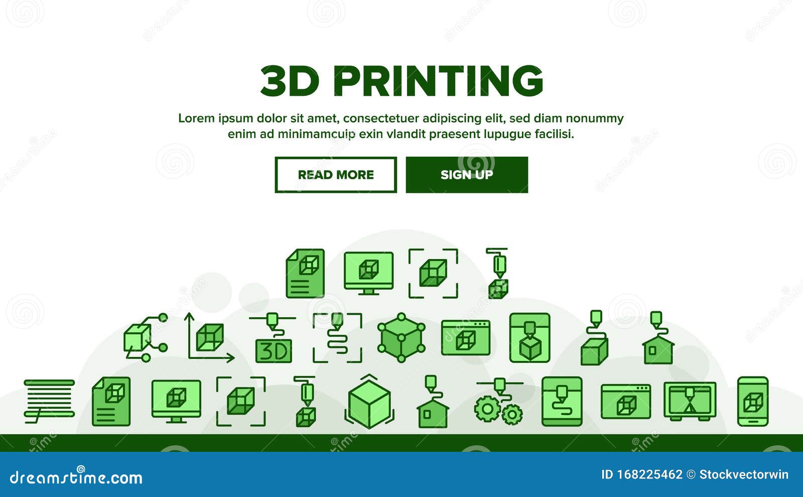 3d Printing Processing Landing Header Vector Stock Vector ...