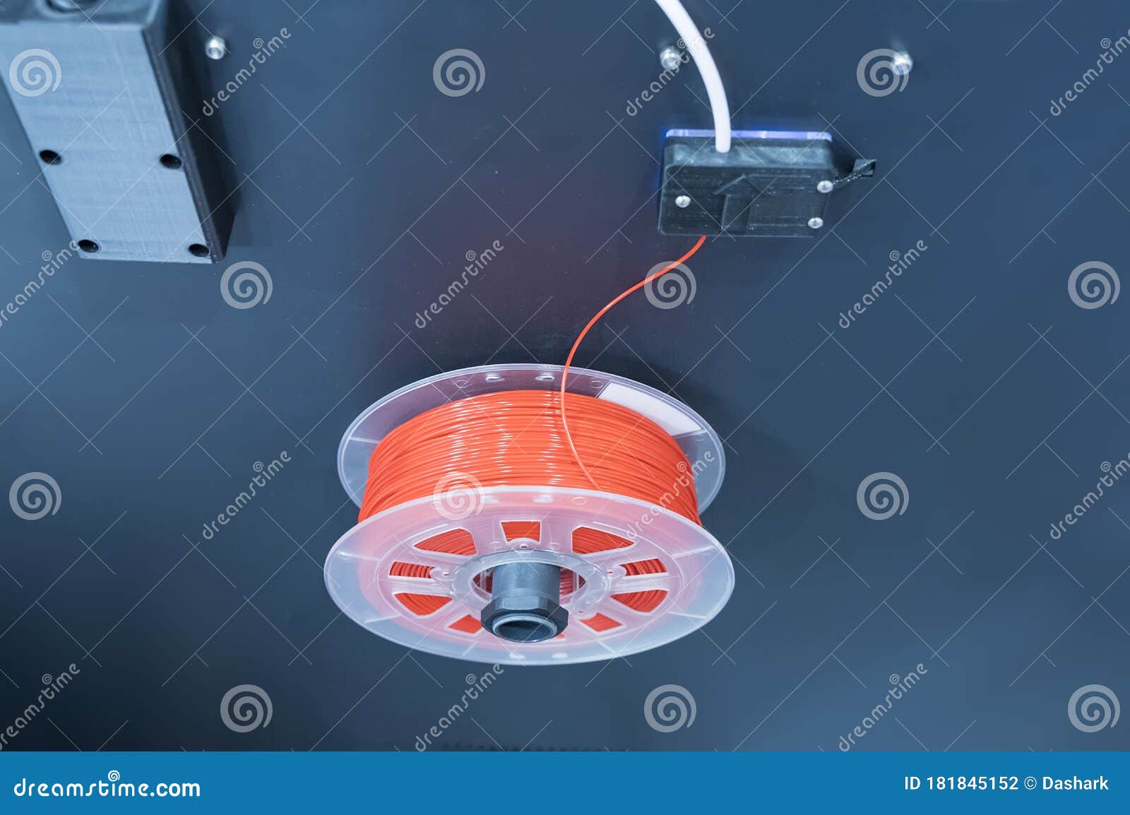 3D Printing Red Filaments for a Three Dimension Printer Stock Photo ...