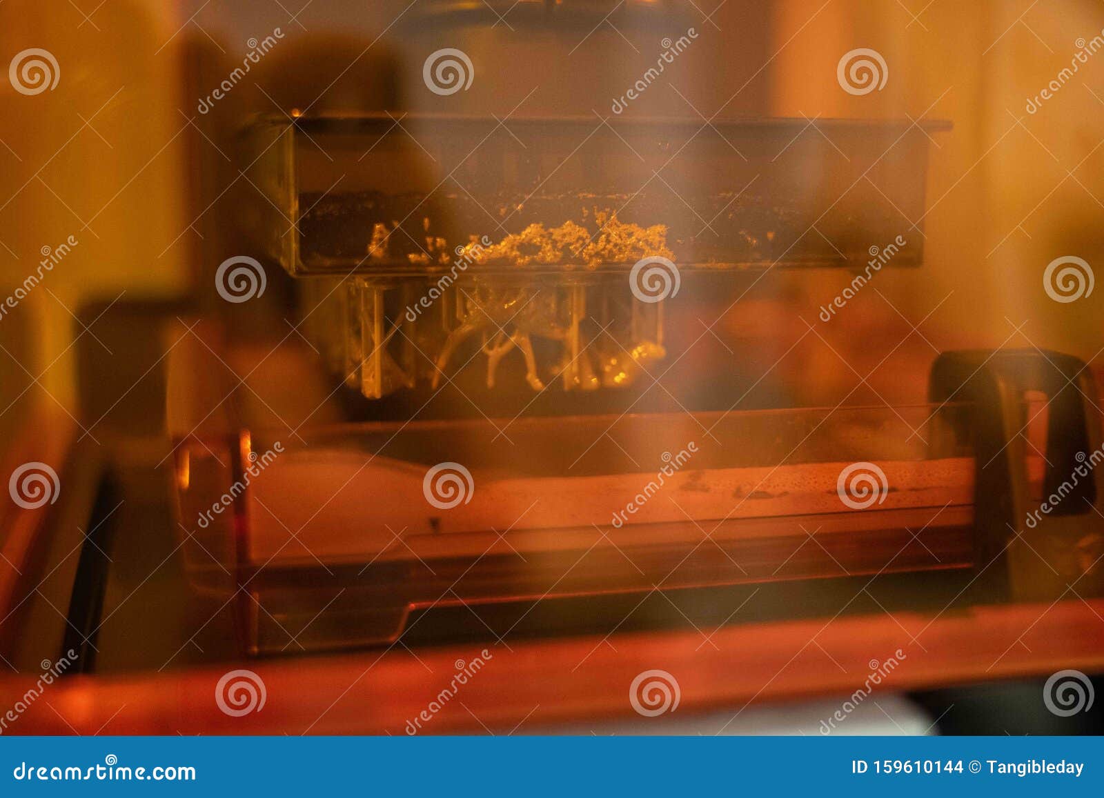 Resin 3D Printing, SLA Build Gray Resin Angle View Stock Photography ...