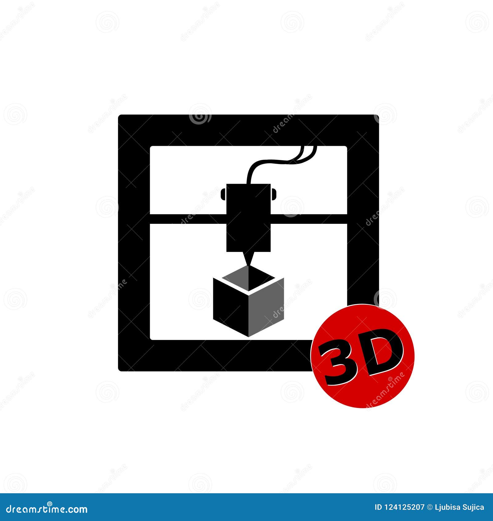 3d printing simple icon stock vector. Illustration of digital - 124125207
