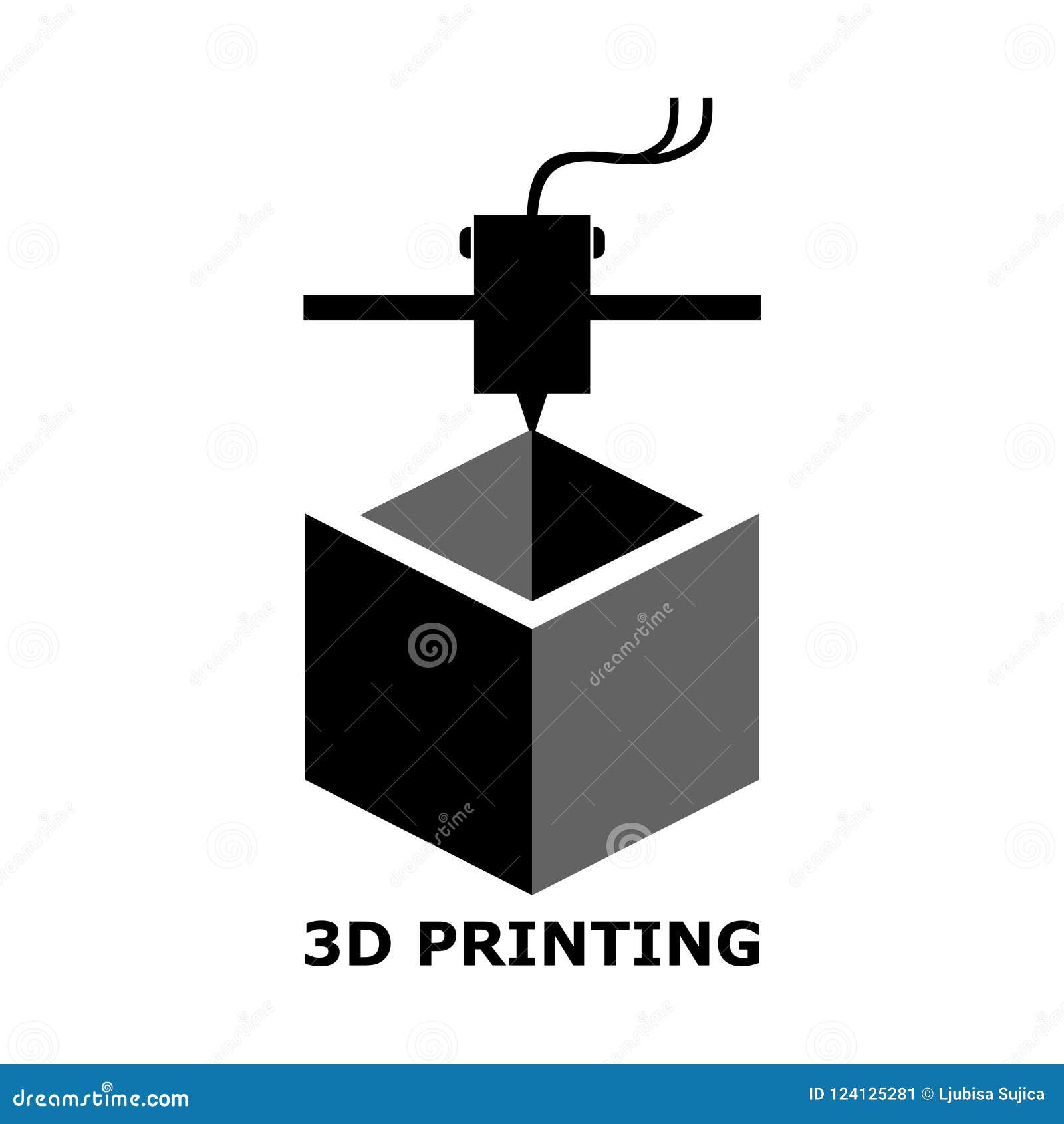 3d printing simple icon stock vector. Illustration of flat - 124125281
