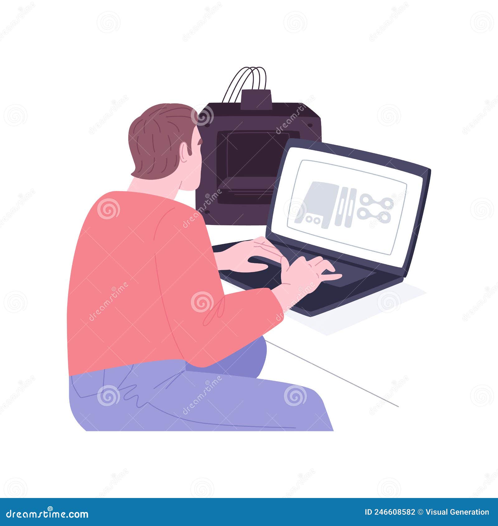 3D Printing Slicing App Isolated Cartoon Vector Illustrations. Stock ...