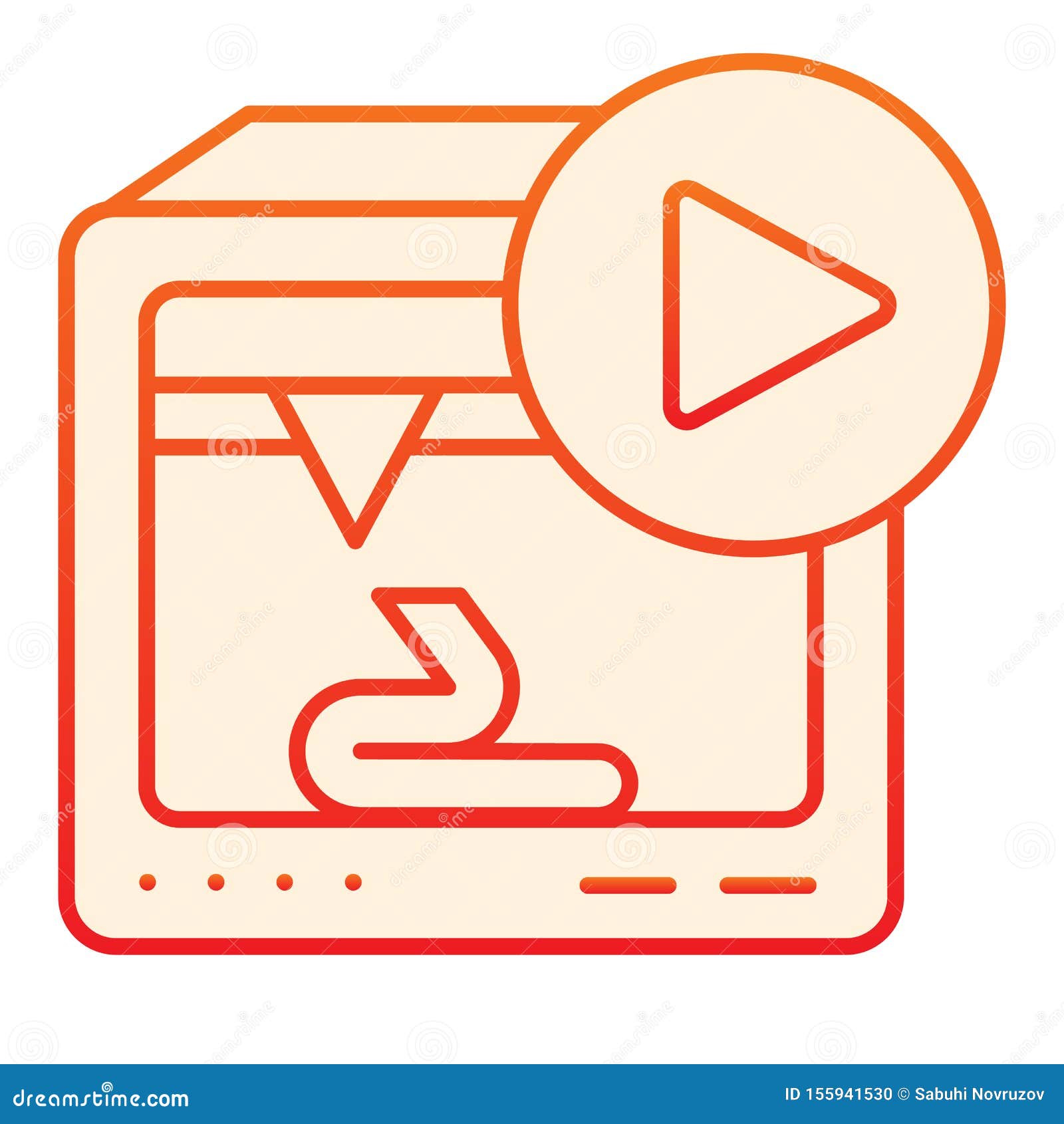 3d Printing Start Flat Icon. Start Printer Button Orange Icons in ...