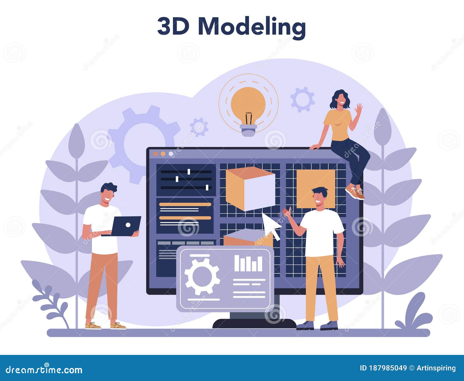 3D Printing Technology Concept. 3D Printer Equipment and Engineer Stock ...
