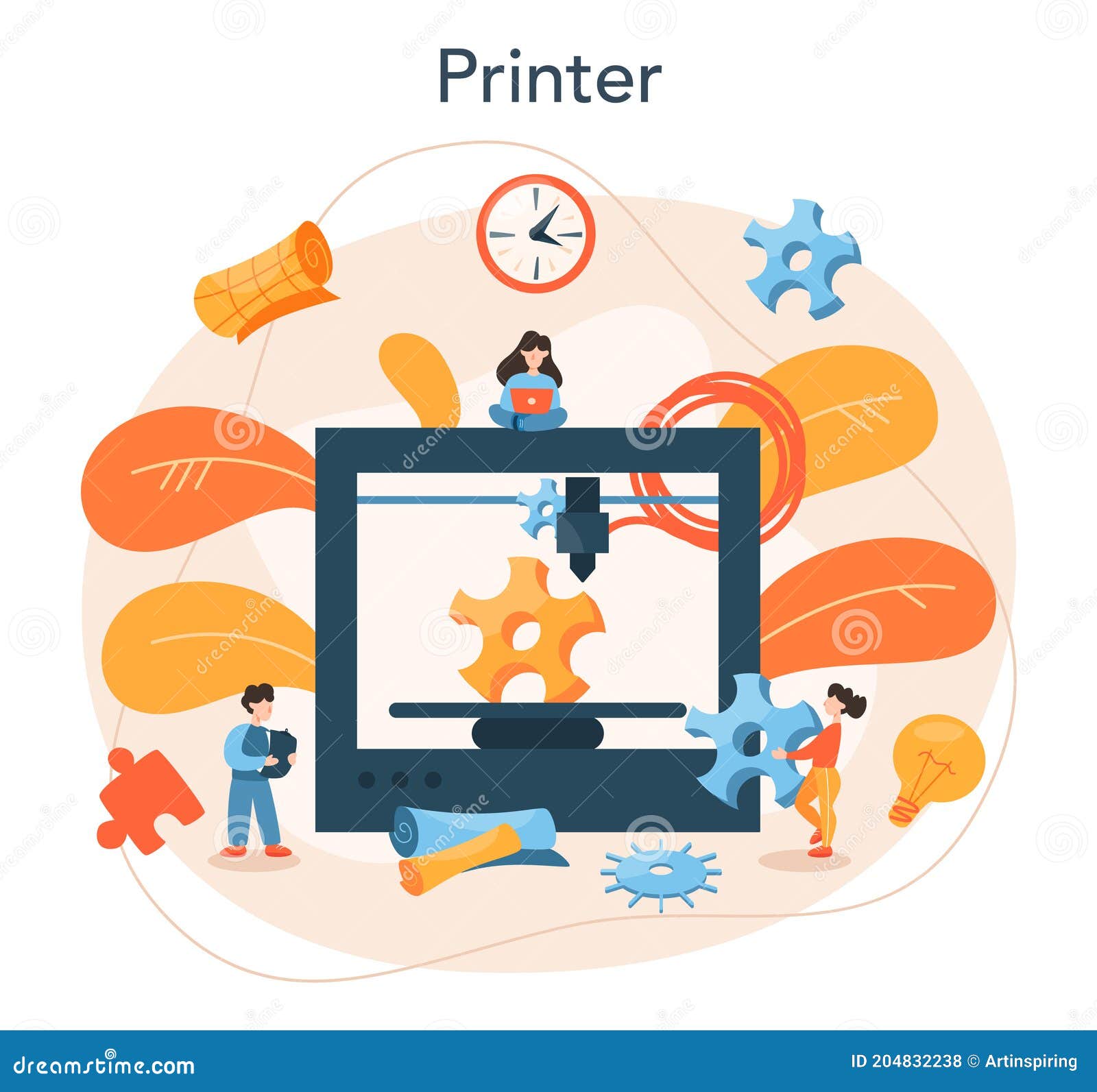 3D Printing Technology Concept. 3D Printer Equipment and Engineer Stock ...