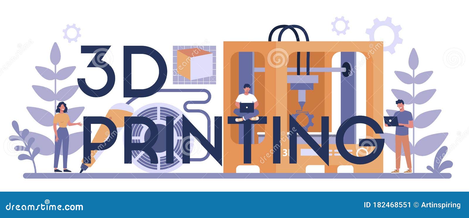 3D Printing Technology Concept. 3D Printer Equipment and Engineer ...