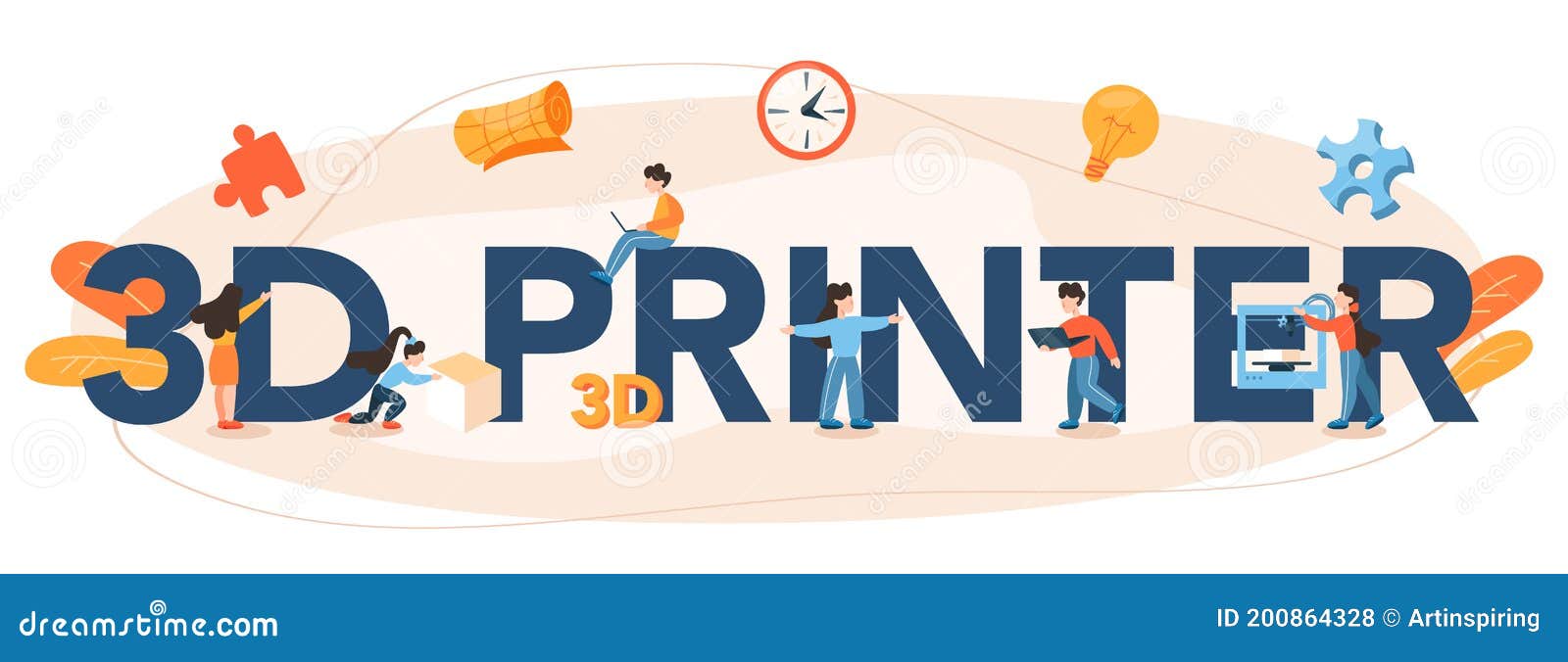 3D Printing Technology Typographic Header. 3D Printer Equipment Stock ...