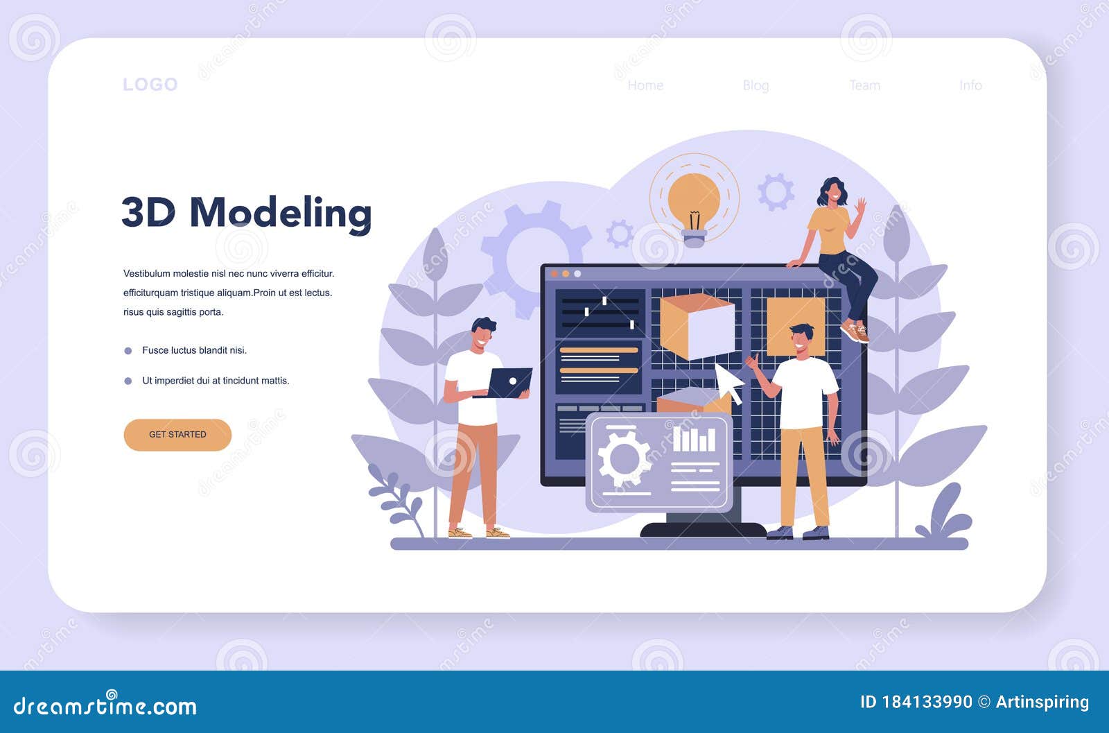 3D Printing Technology Web Banner or Landing Page. 3D Printer Stock ...