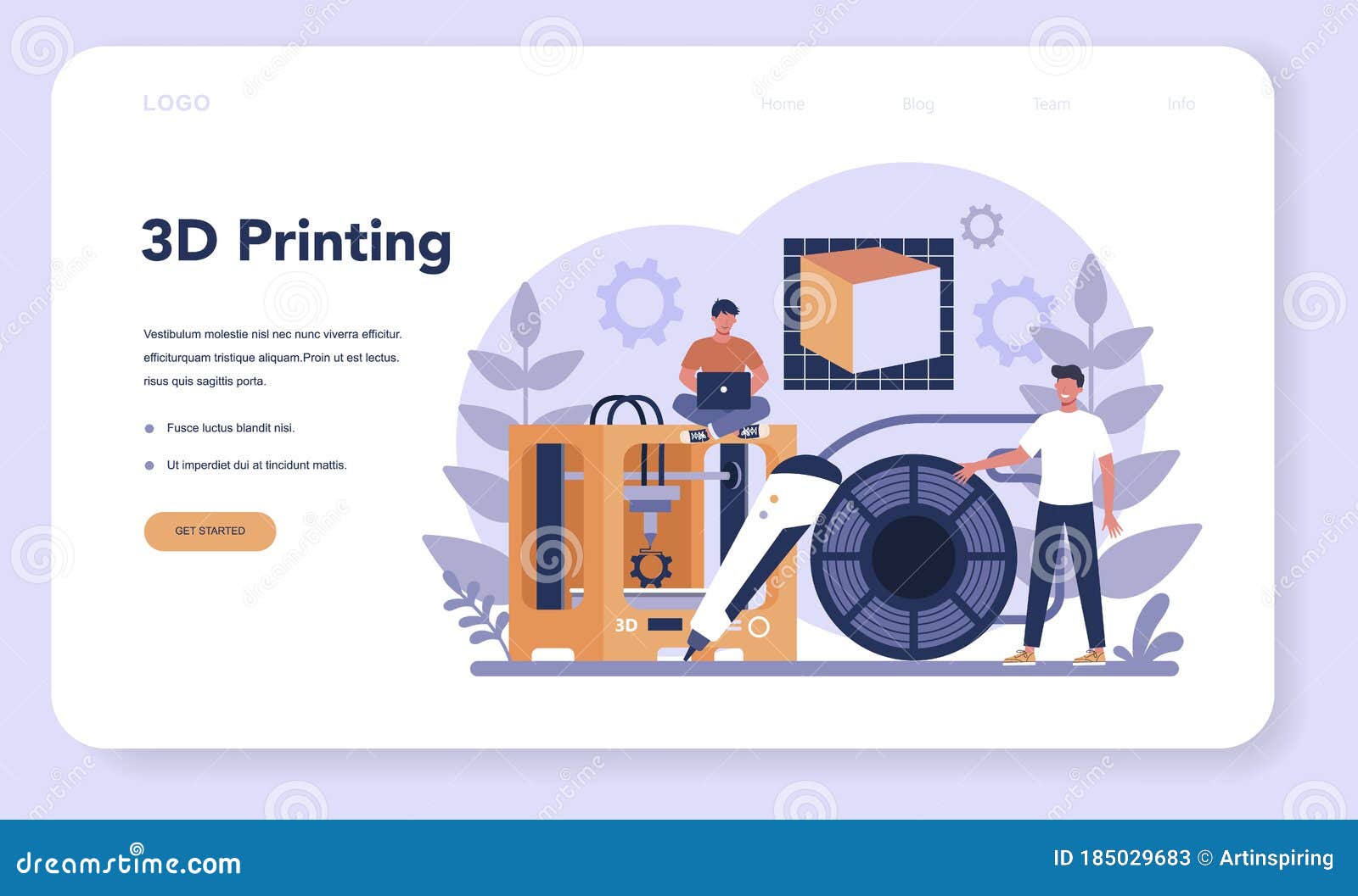 3D Printing Technology Web Banner or Landing Page. 3D Printer Stock ...