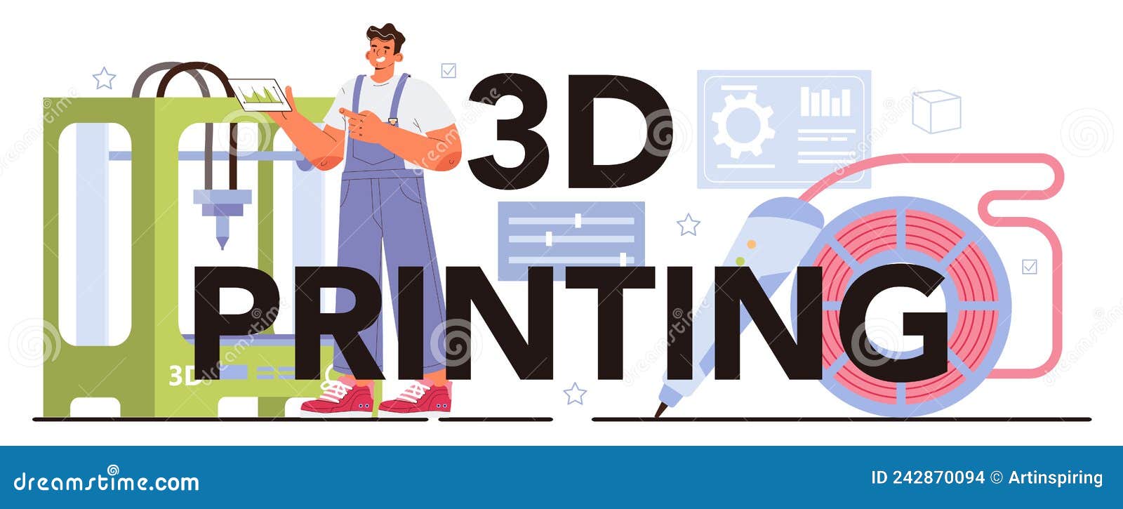 3D Printing Typographic Header. Operating System Programming Stock ...