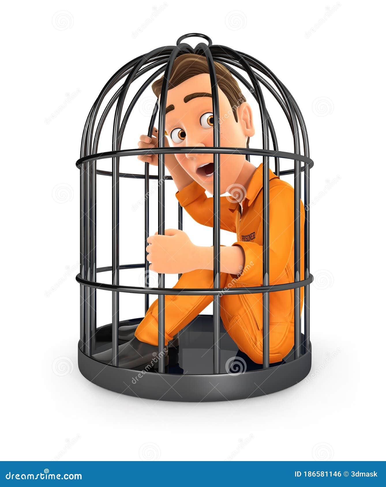 3d Prisoner Locked In A Cage Stock Illustration | CartoonDealer.com ...