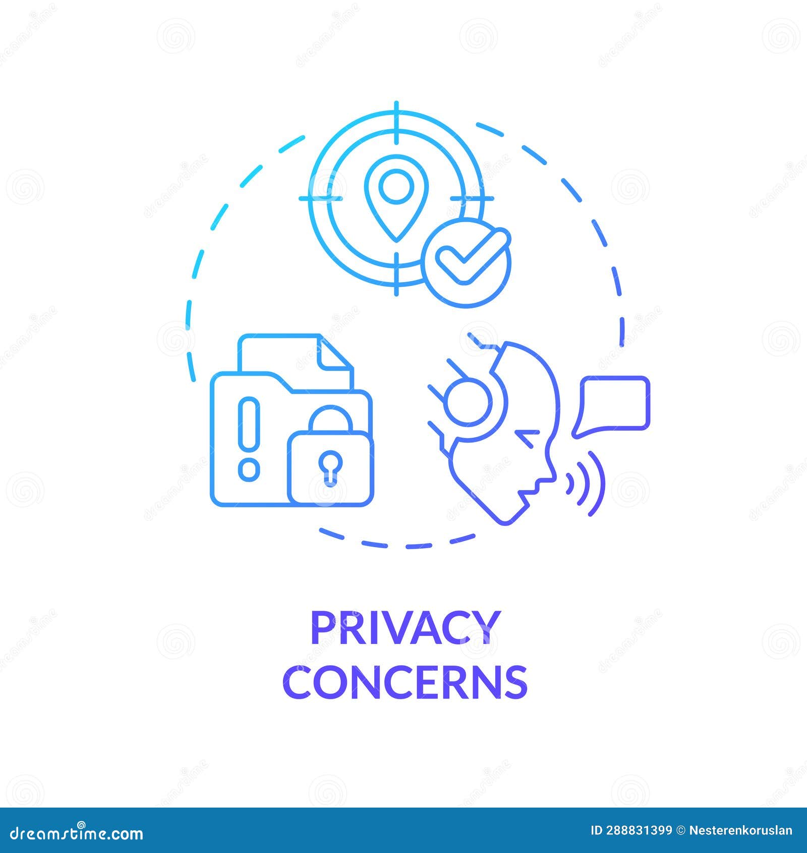 2D Privacy Concerns Gradient Icon Concept Stock Vector - Illustration ...