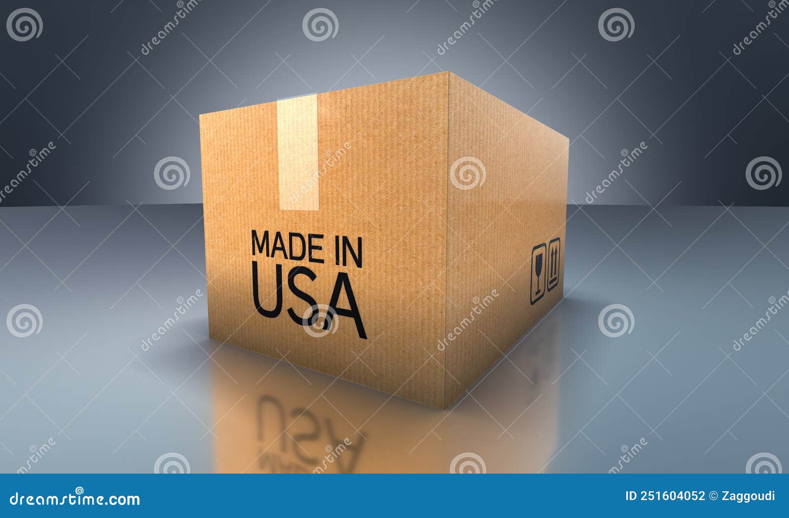 3D Product Cardboard Box Made in USA Stock Photo - Image of logistic ...