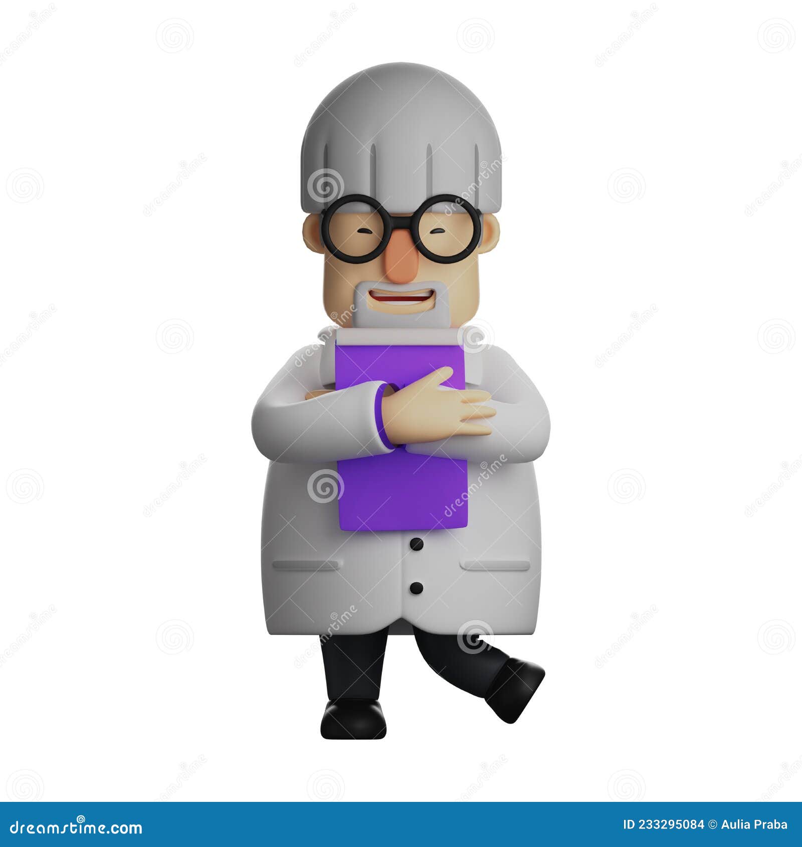 3D Professor Cartoon Character Holding a Purple Notebook Stock ...