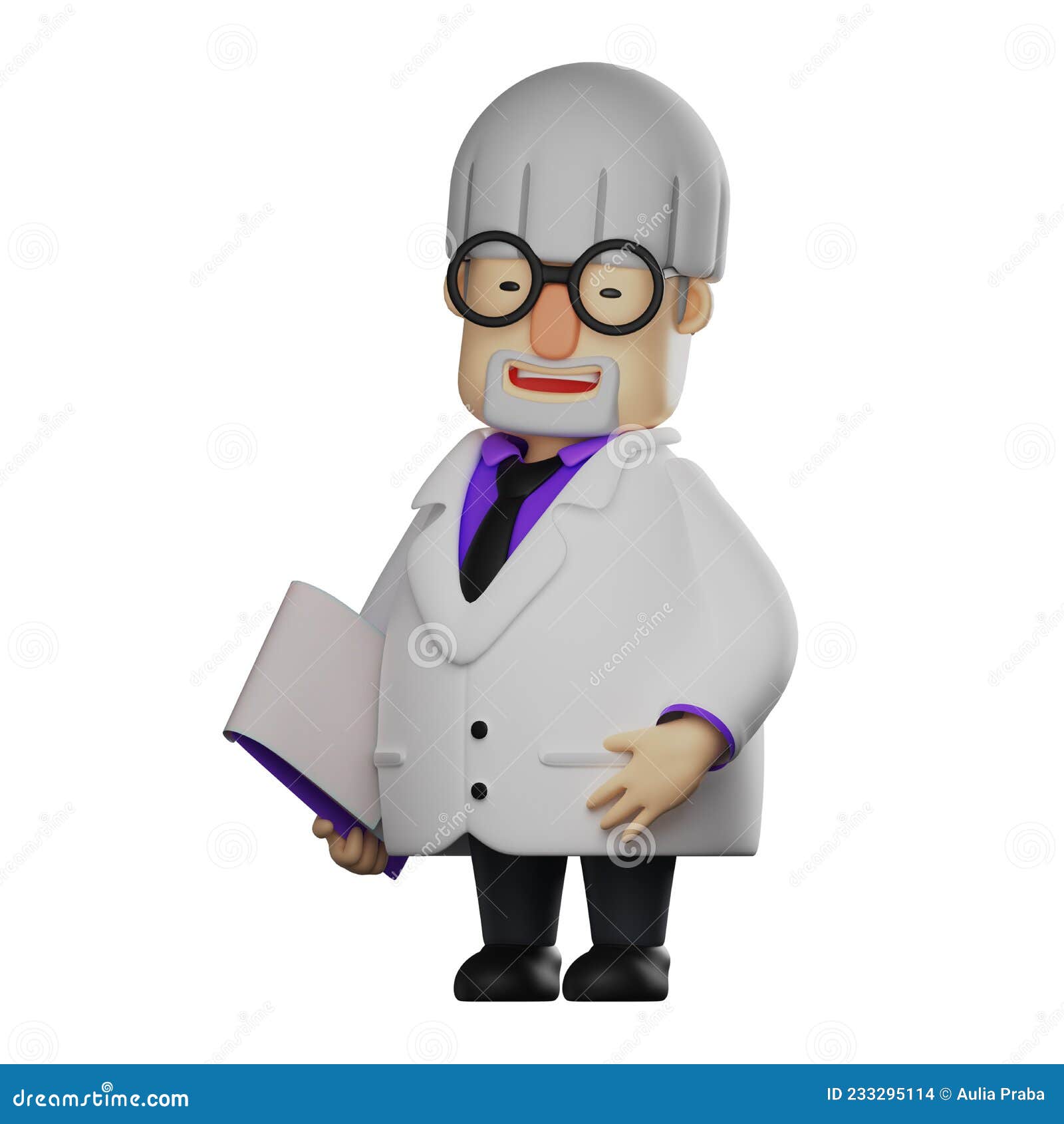 3D Professor Cartoon Design with a Warm Smile Stock Illustration ...
