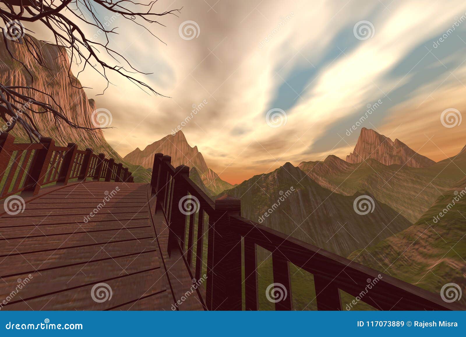 Mountain Bridge Landscape Vector | CartoonDealer.com #61293747