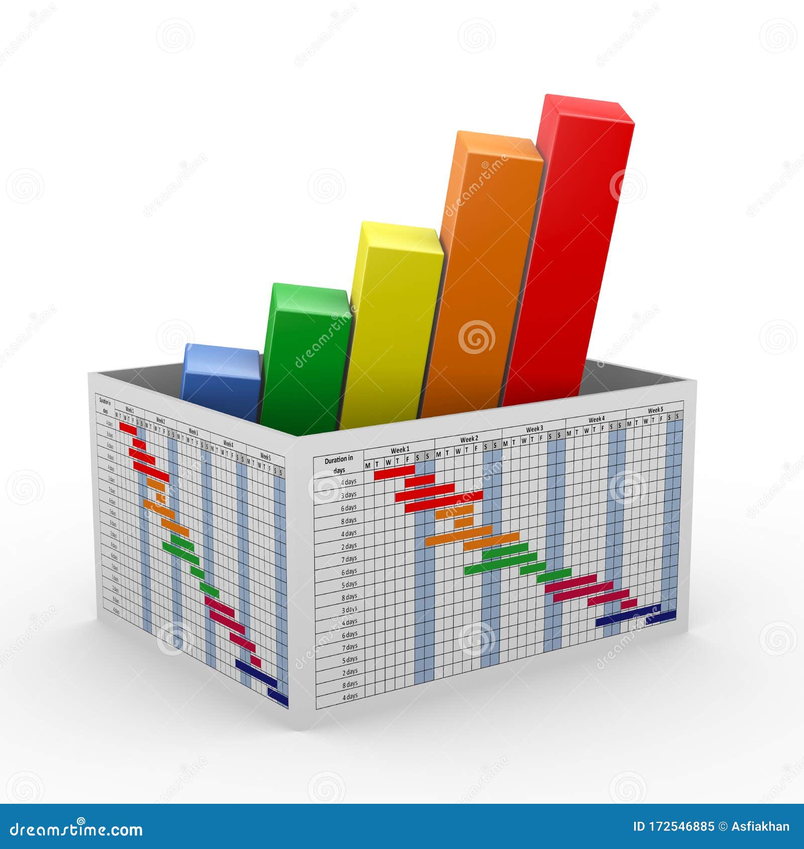 3d Progress Bar Inside Gantt Chart Box Stock Illustration ...