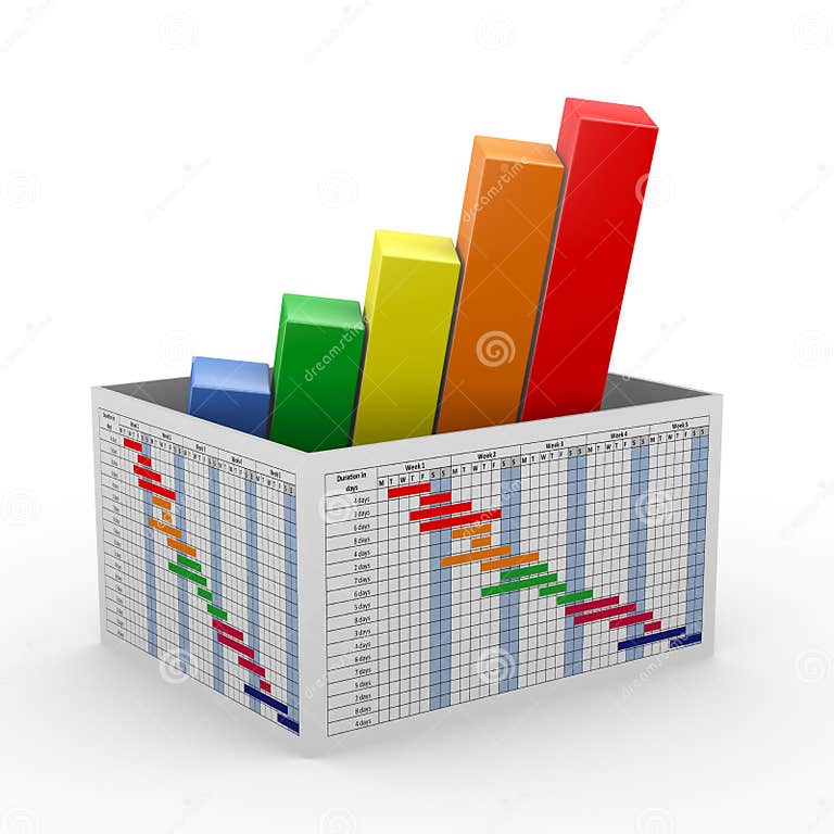 3d Progress Bar Inside Gantt Chart Box Stock Illustration ...