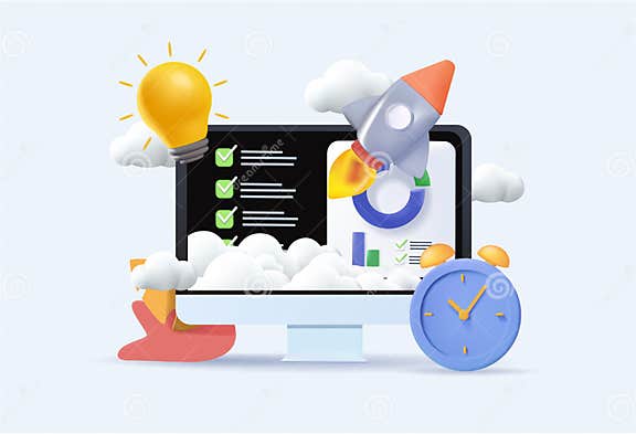 3D Project Implementation Abstract Concept Vector Illustration. 3D Project Initiation and ...