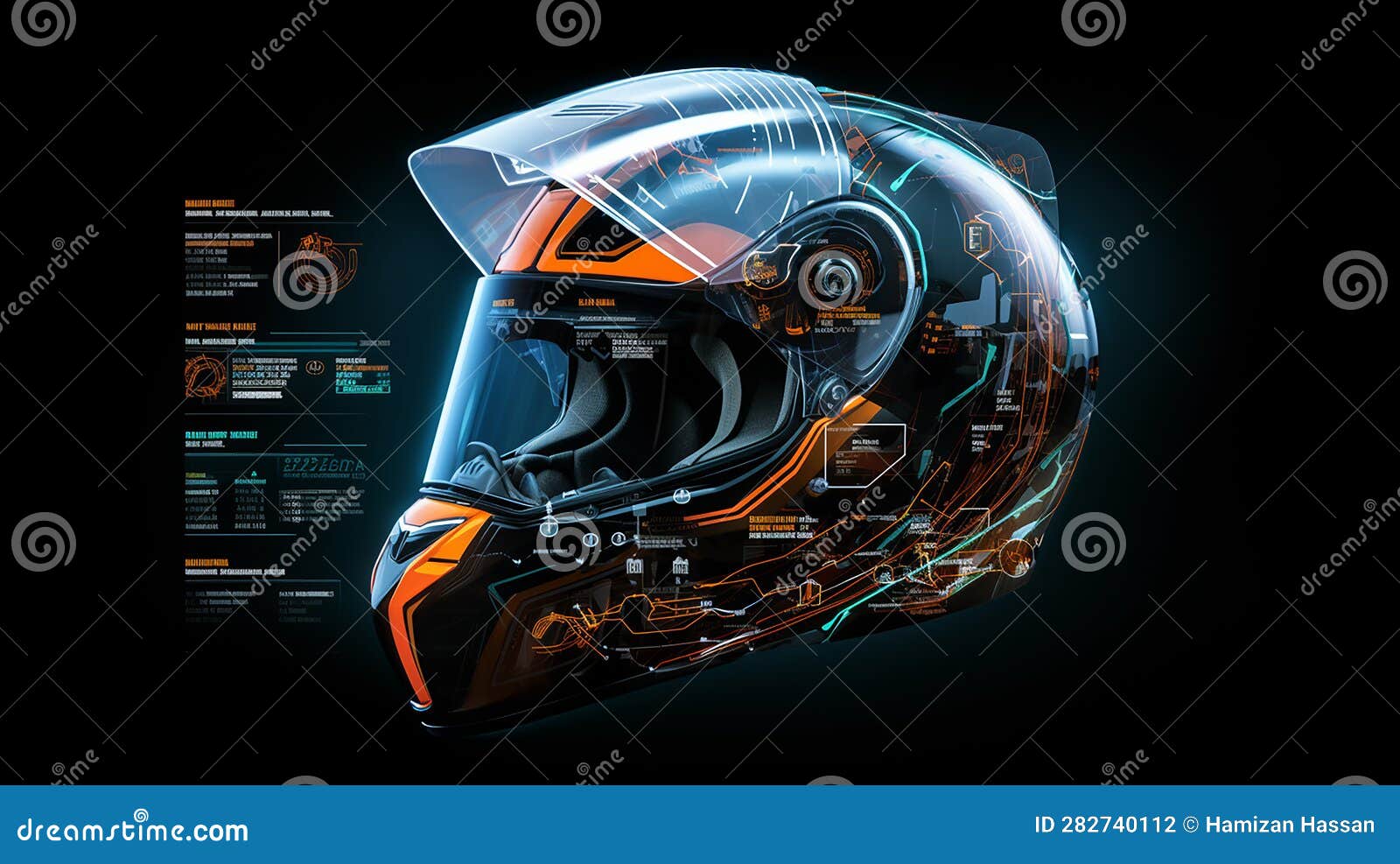 3D Projection of a Motorcycle Helmet, Showing Its Aerodynamic Shape and ...