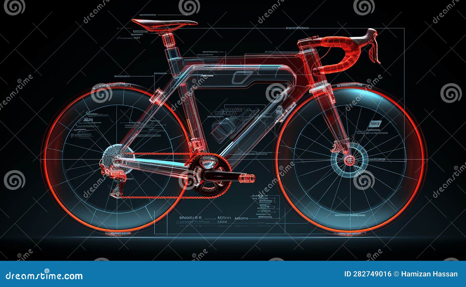 3D Projection of a Racing Bicycle, Lightweight Frame, Aerodynamic ...