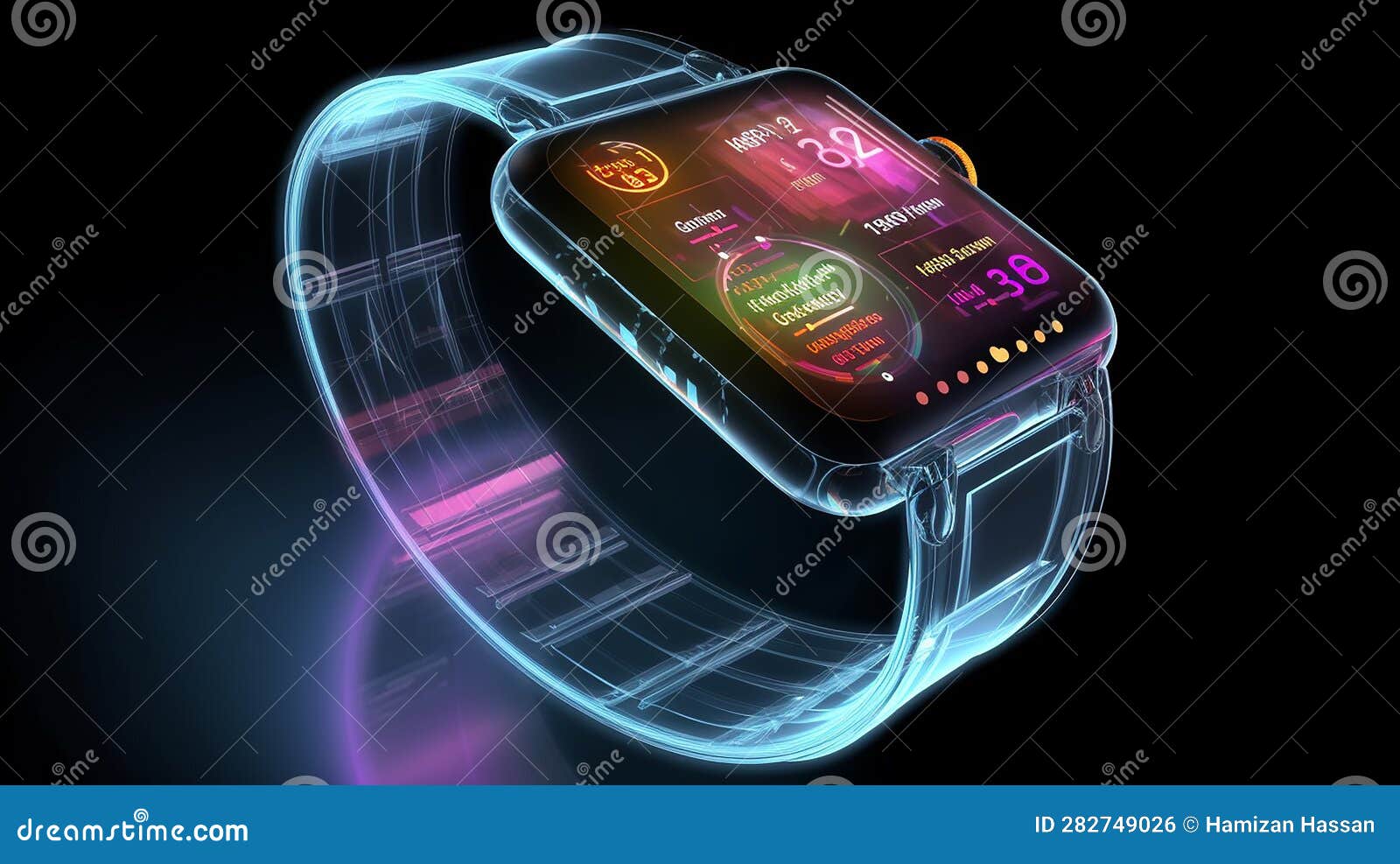 3D Projection of a Smartwatch, Sleek Design with a Vibrant Display and ...