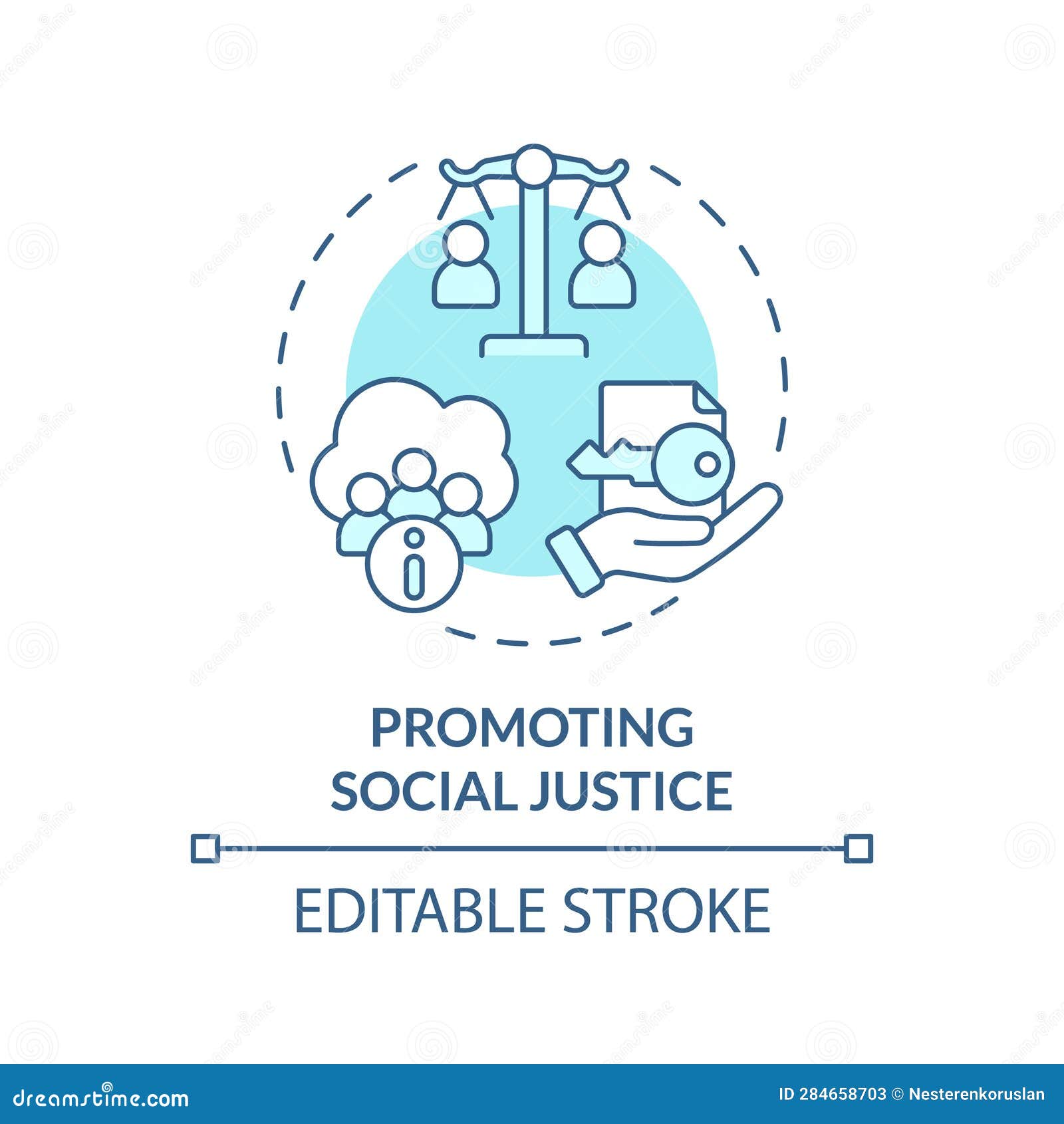 2D Promoting Social Justice Concept Linear Icon Stock Vector ...