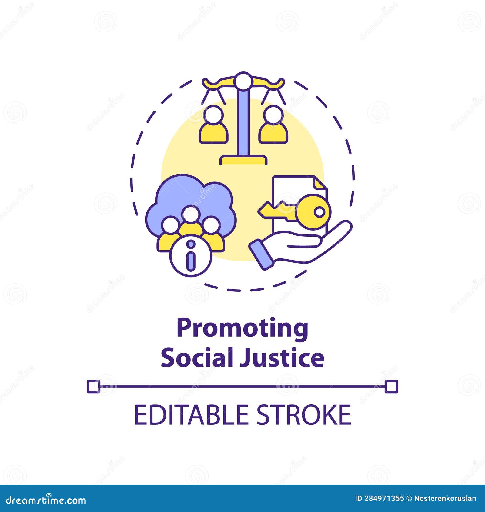 2D Promoting Social Justice Concept Linear Icon Cartoon Vector ...