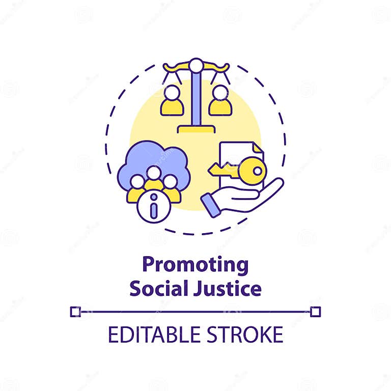 2D Promoting Social Justice Concept Linear Icon Stock Vector ...