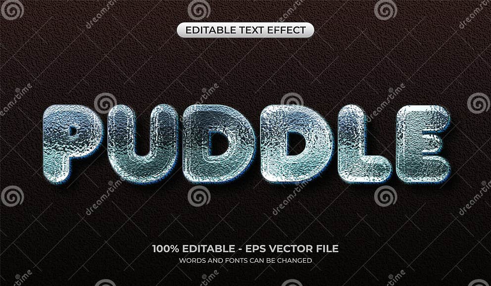 3D Puddle Text Effect. Editable Water Texture Text Effect Stock Vector ...