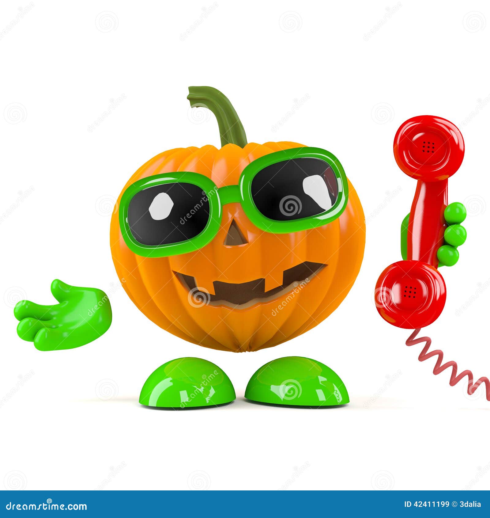 3d Pumpkin Man Answers the Phone Stock Illustration - Illustration of ...