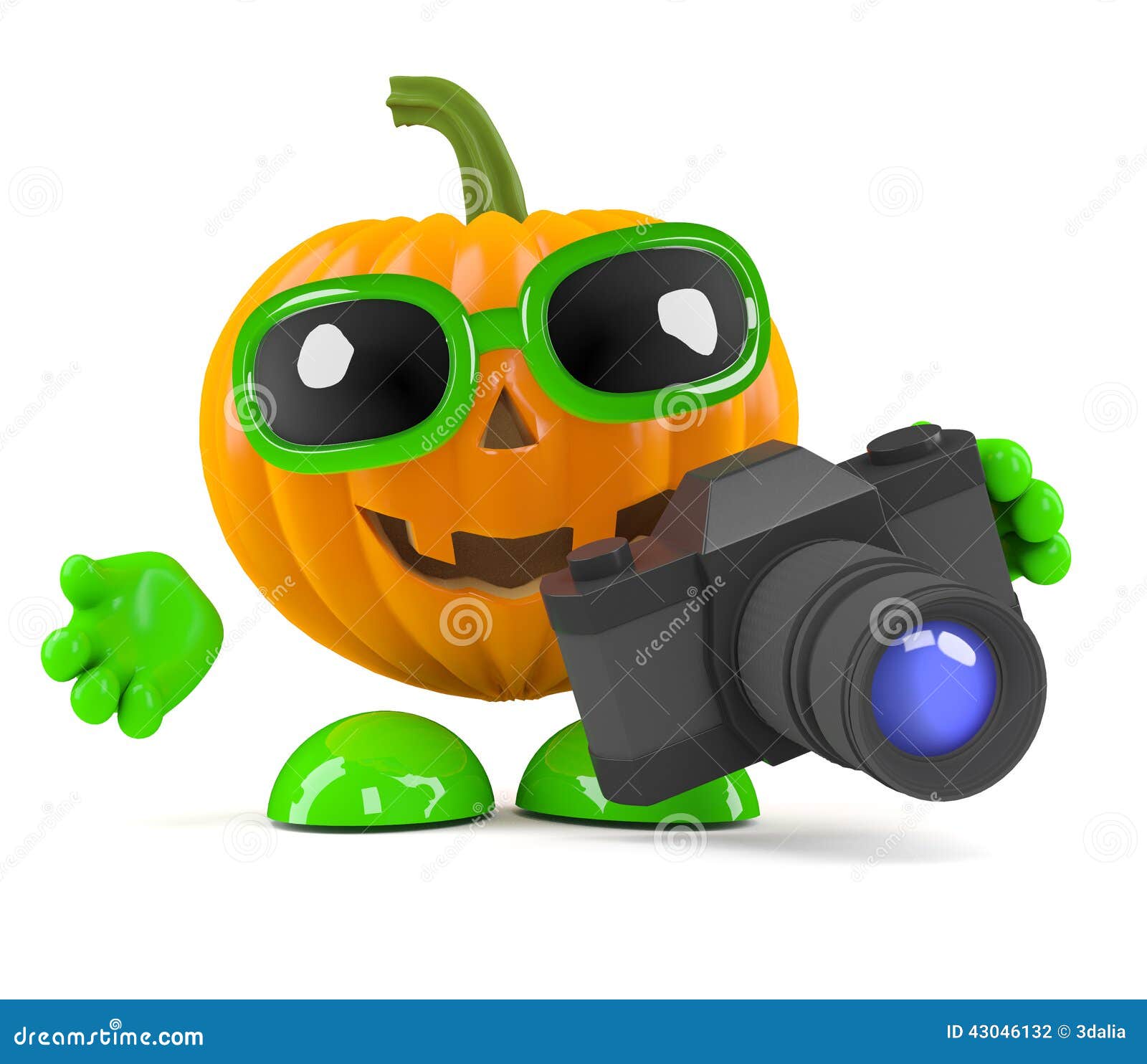 3d Pumpkin Man Has a New Camera Stock Illustration - Illustration of ...