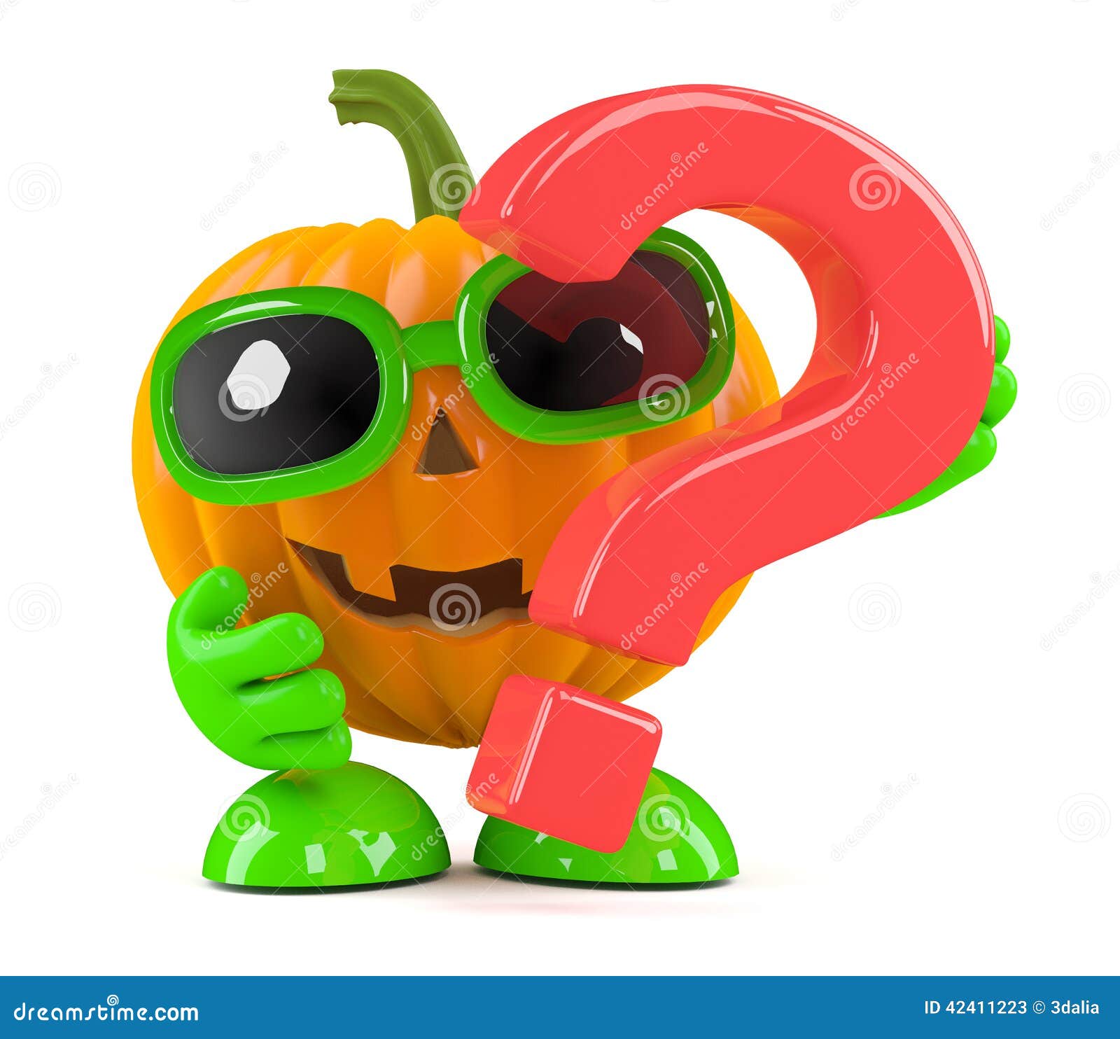 3d Pumpkin Man Has a Question Stock Illustration - Illustration of ...
