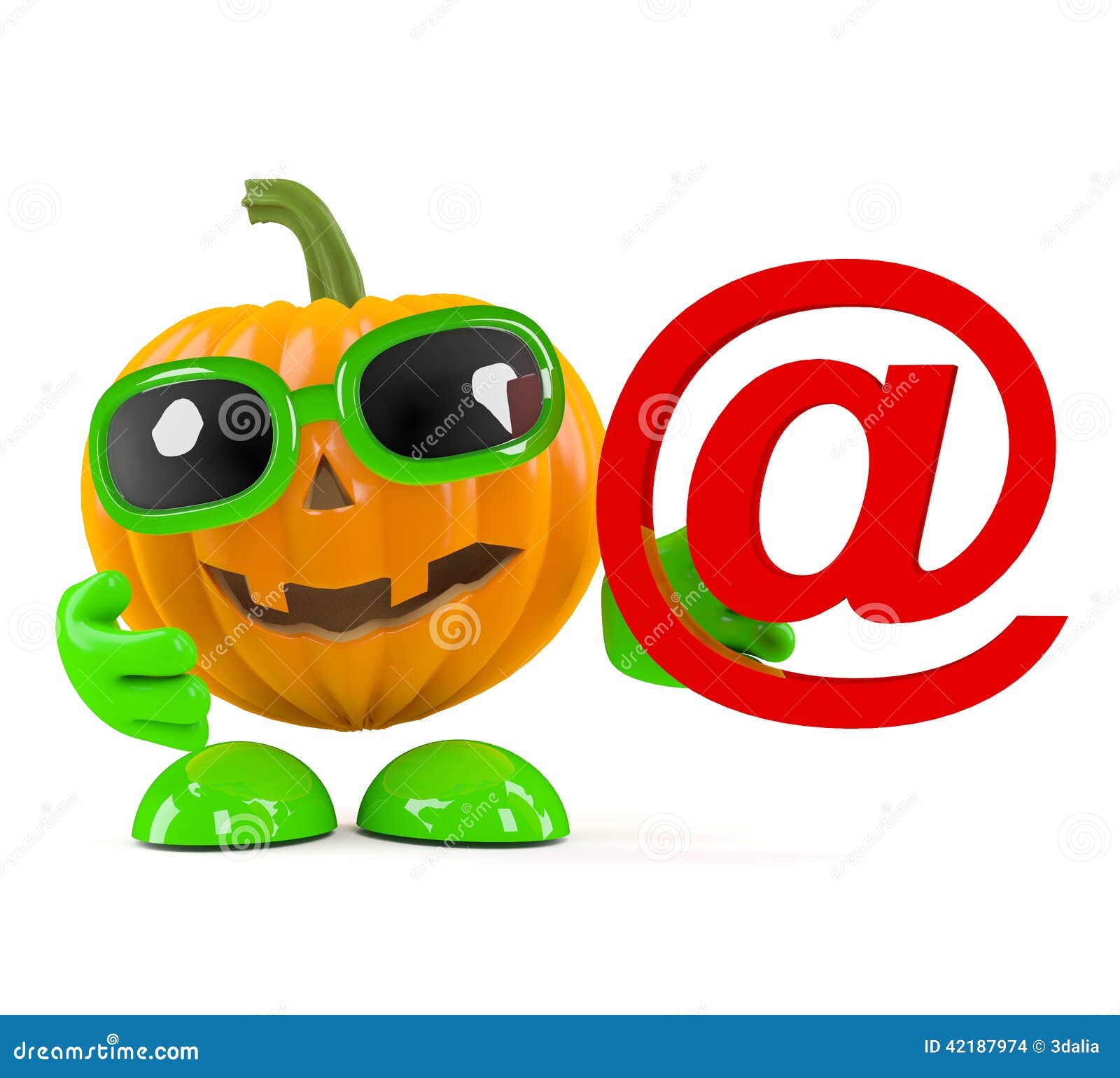 3d Pumpkin Man Holds an Email Address Symbol Stock Illustration ...