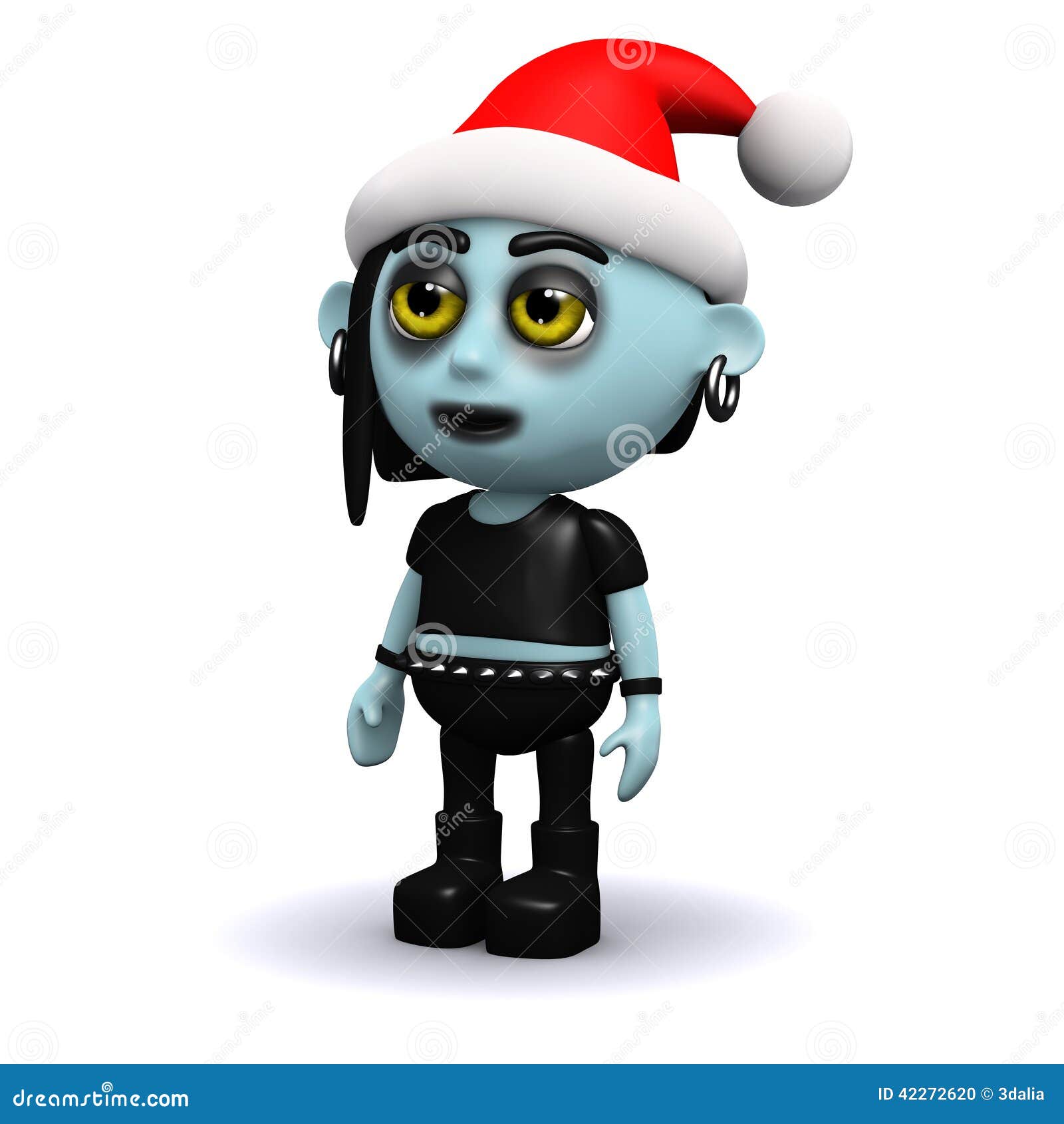 3d Punk Goth Dressed As Santa Stock Illustration - Illustration of ...