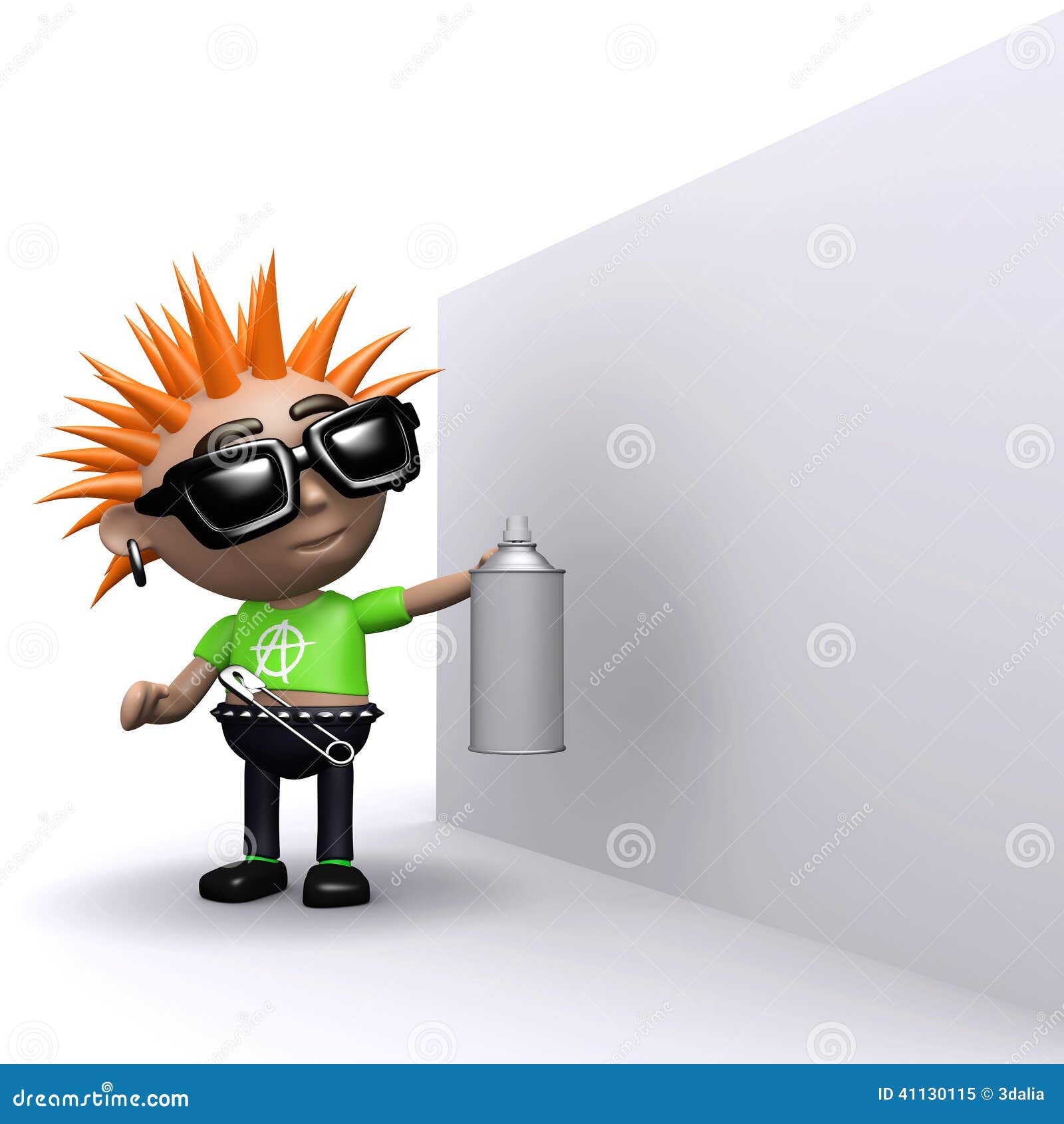 3d Punk graffiti stock illustration. Illustration of hair - 41130115